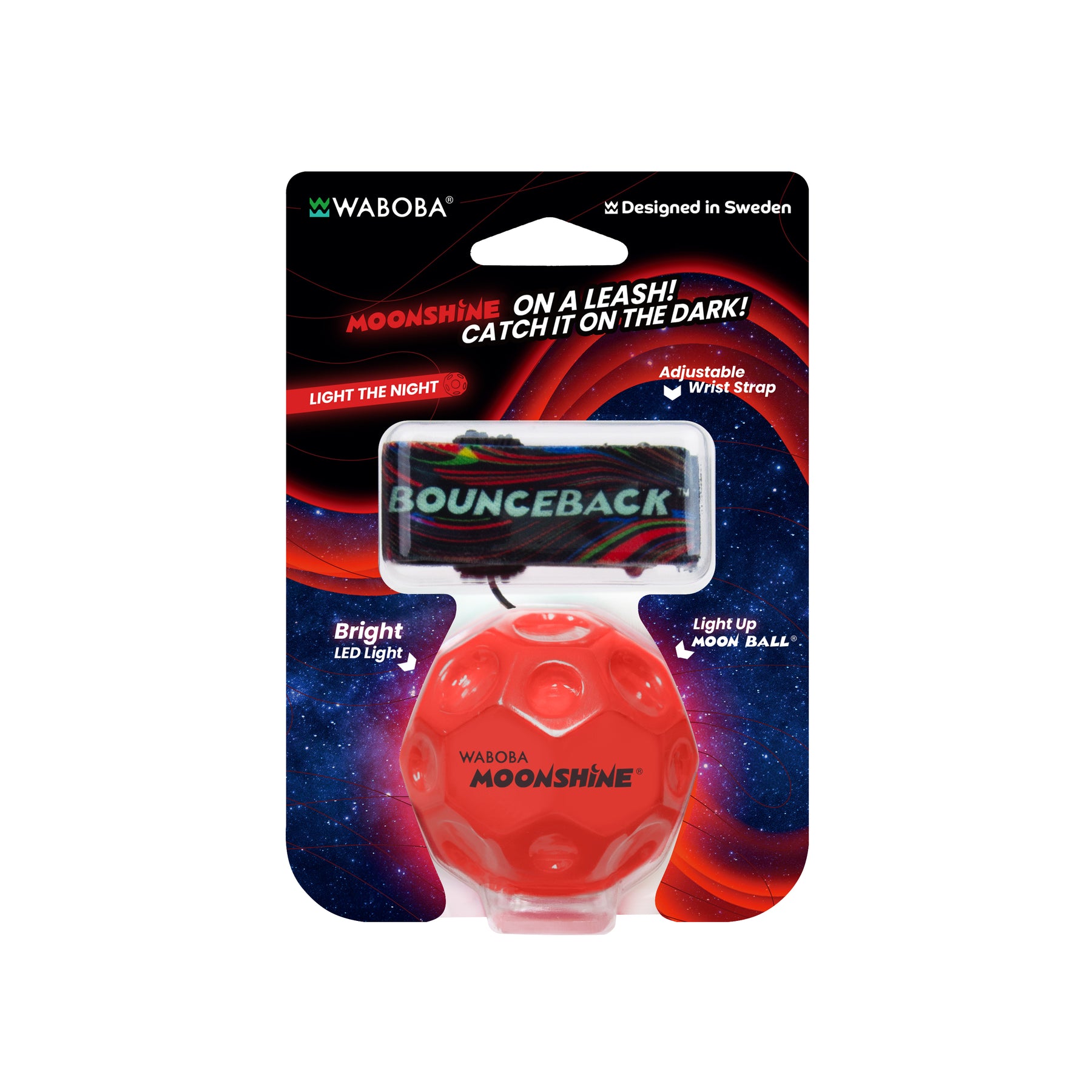 Waboba LED Bounceback x Moonshine Ball - Light Up Moon Ball on a Leash ...